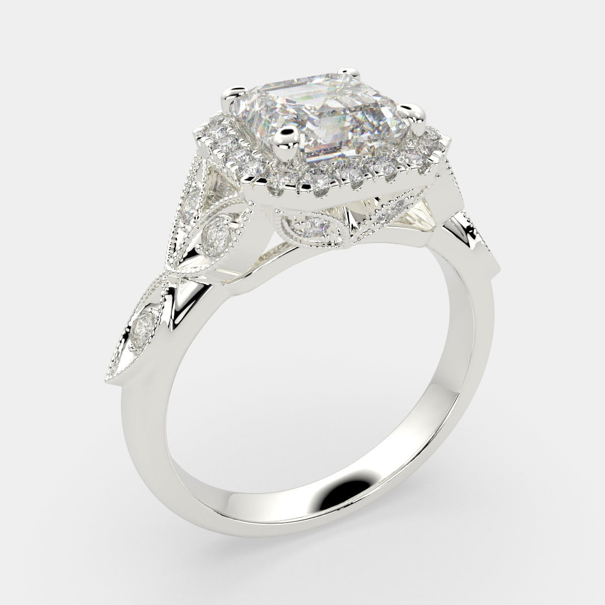 Ada Emerald Cut Halo Pave Engagement Ring Setting – Nivetta