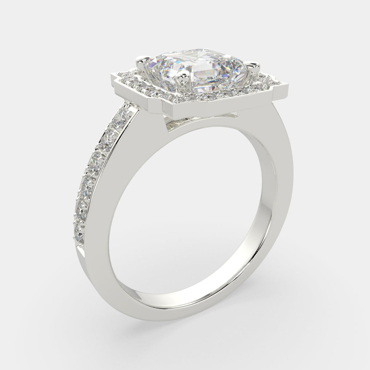 Amalia Emerald Cut Halo Pave Engagement Ring Setting – Nivetta