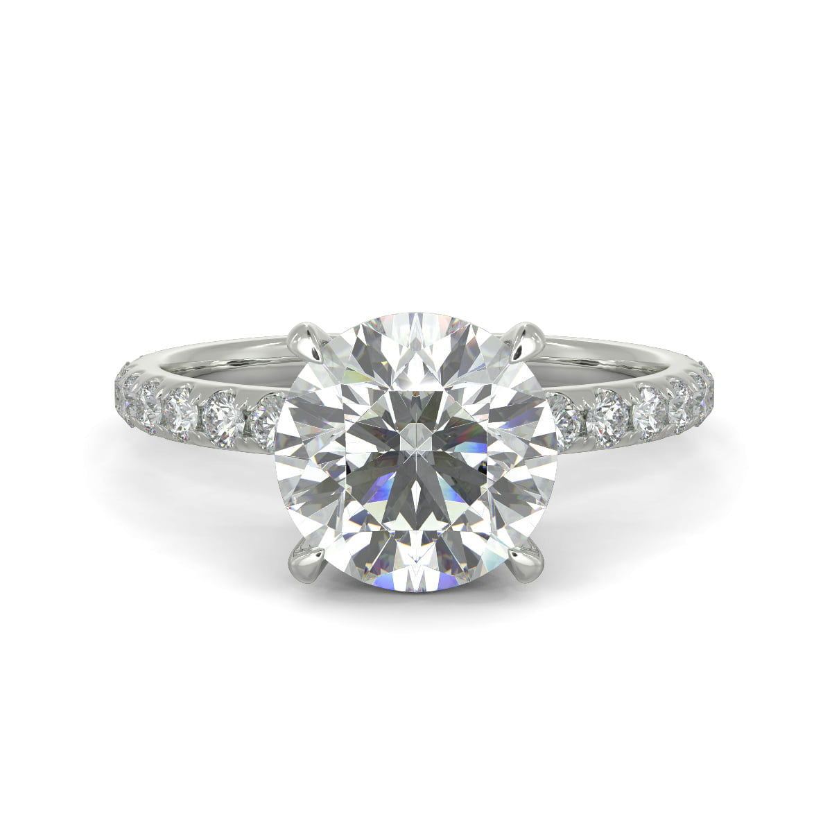 Isabella Round Cut Pave Halo 4 Prong Claw Set Engagement Ring – Nivetta