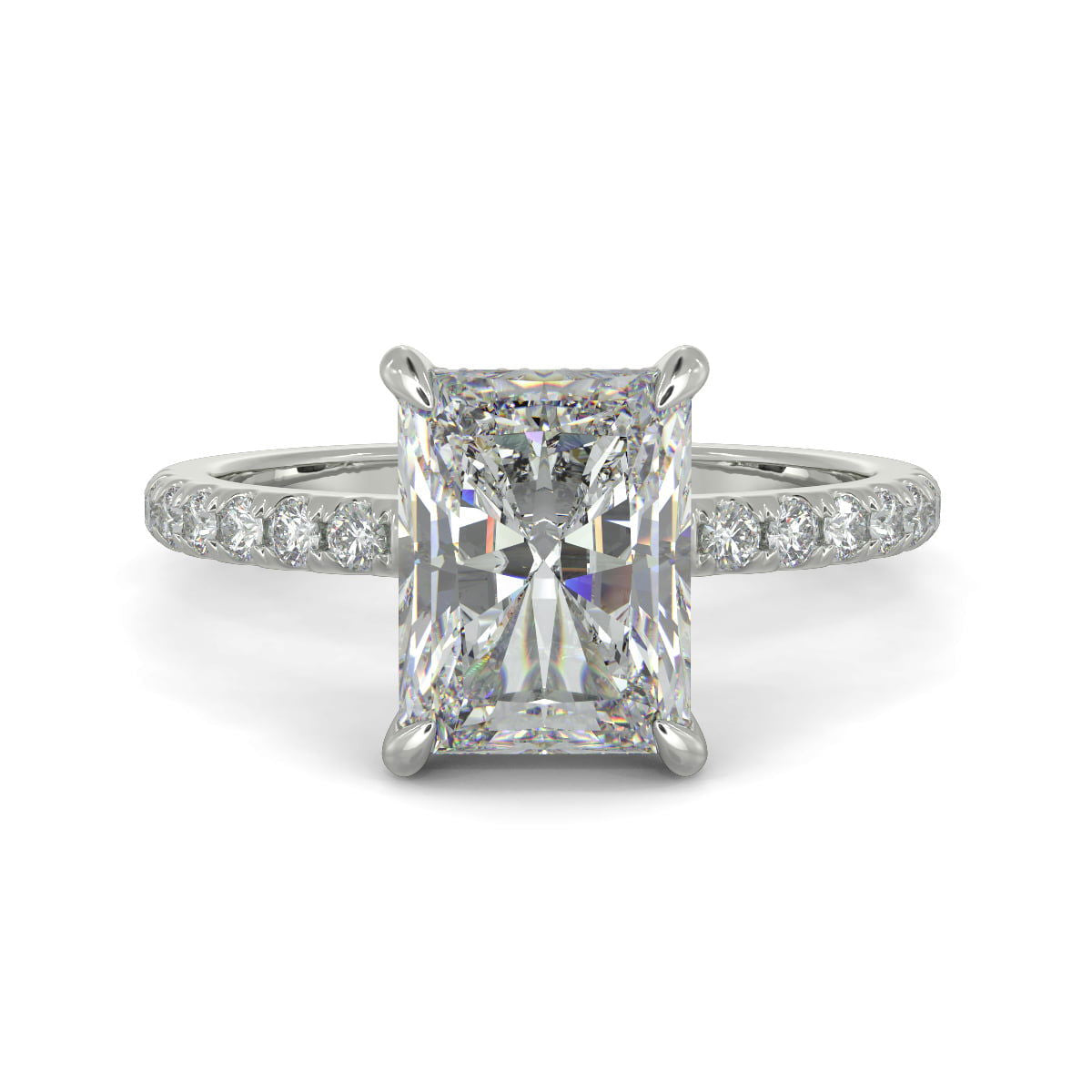 Nicollette Radiant Cut Pave Halo 4 Prong Claw Engagement Ring – Nivetta