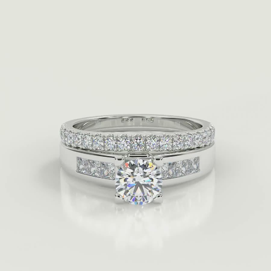 Catherine Four Prong Channel Set Cushion Cut Diamond Engagement Ring ...